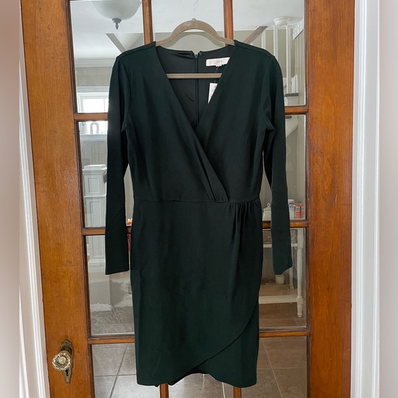 LOFT | Dresses | Nwt Loft Green Shirred Crepe Wrap Dress | Poshmark
